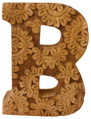 Hand Carved Wooden Flower Letter B | DIY at B&Q