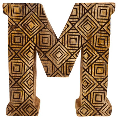 Hand Carved Wooden Geometric Letter M | DIY at B&Q