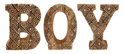 Hand Carved Wooden Geometric Letters Boy | DIY at B&Q