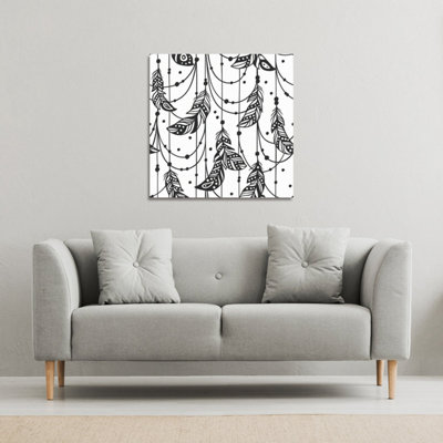 Hand drawn Bohemian chic style (Canvas Print) / 101 x 101 x 4cm