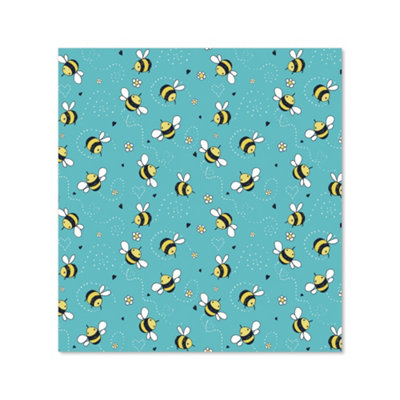 Hand Drawn Busy Bees Premium Glass Kitchen Splashback W600mm x H600mm