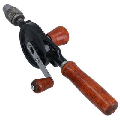 Hand Drill 1/4" / 8mm Chuck Hand Tools Double Pinion Wood Side Manual Turn