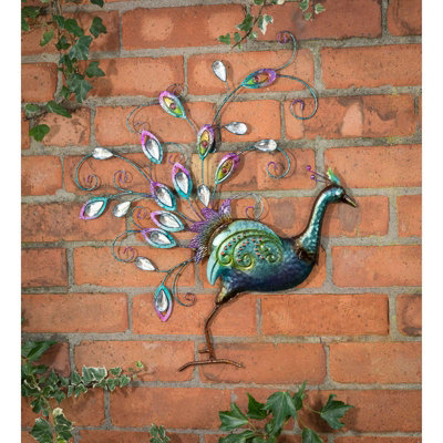 Hand-finished Diamante Peacock Wall Art With Jewel Details - Front Facing