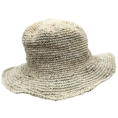 Hand-Knitted Hemp & Cotton Boho Festival Hat - Natural & Sustainable