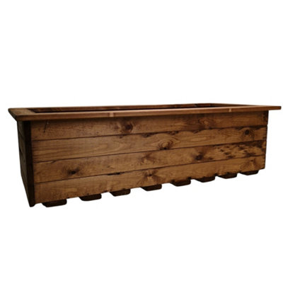 Hand Made 108cm x 41cm Rustic Wooden Large Garden Trough or Flower Bed ...