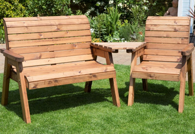 Hand Made 3 Seater Chunky Rustic Wooden Garden Furniture Set with ...