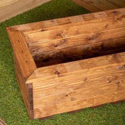 Hand Made 82cm x 40cm Rustic Wooden Medium Garden Trough / Flower Bed ...