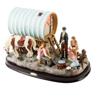 Hand Painted Figurine Gypsy Camp Scene with Caravan | DIY at B&Q