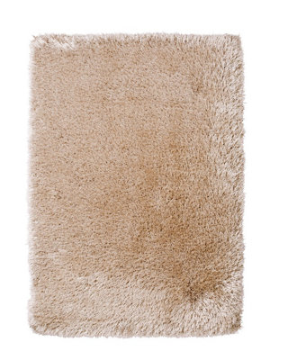 Hand tufted Solid Beige Plain Shaggy Rug-150cm X 230cm