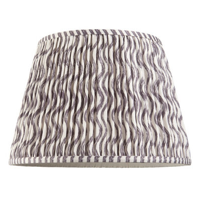 Handcrafted 40cm Pearl Grey Tapered Cylinder Lamp Shade with Pleated Design