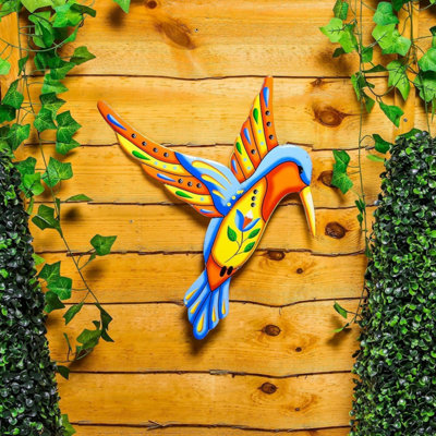 Handcrafted Metal Hummingbird Wall Art - 16.5 Inch Talavera Style ...