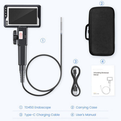 Handheld Articulating Endoscope Inspection Camera with 4.5 inch IPS LCD ...