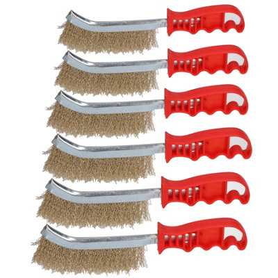 Handheld Wire Brush Rust Removal Remover Cleaning Hand Brushes 6 Pack