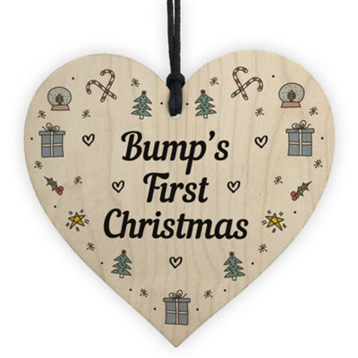 Handmade Bumps First Christmas Wooden Heart Babys 1st Christmas Gift ...