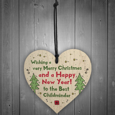 Handmade Christmas Gift For Childminder Wooden Heart Thank You ...