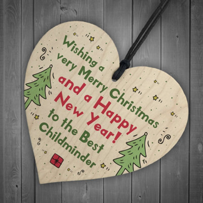 Handmade Christmas Gift For Childminder Wooden Heart Thank You ...