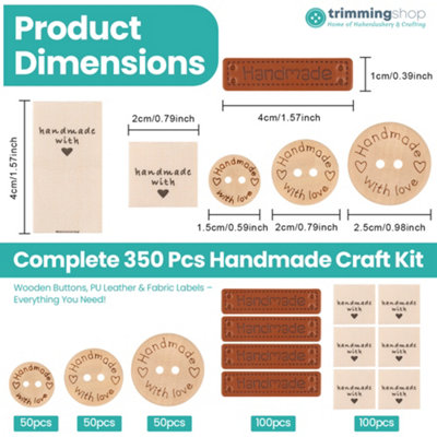 Handmade Craft Labels & Buttons Set, Wood Buttons - Pack of 350
