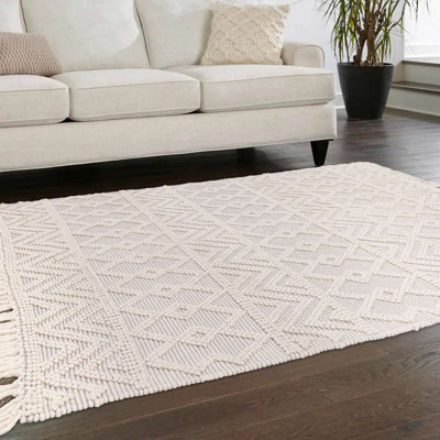Handmade Easy to Clean Modern Wool Grey Geometric Striped Wool Rug for ...