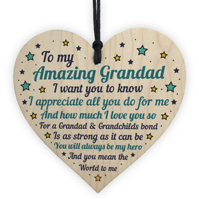 Handmade Grandad Amazing Plaque Heart Grandparent Gifts For Grandad ...