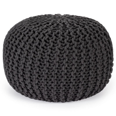 Handmade Knitted Pouffe Footstool 50cm - Grey | DIY at B&Q