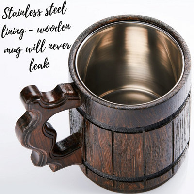 Buy Handmade Large Oak Wooden Tankard Mug - Amazing Craftsmanship ...