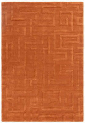 Handmade Modern Rust Abstract Wool Easy to Clean Rug for Living Room ...