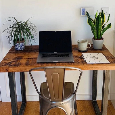 Handmade Rustic and Industrial Office Desk - Jacobean - Black U Legs ...