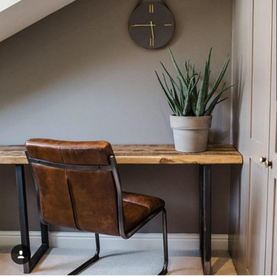 Handmade Rustic and Industrial Office Desk - Jacobean - Black U Legs ...