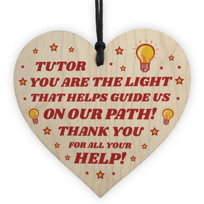Handmade Thank You Tutor Gift Heart Hanging Sign Teacher Gifts ...