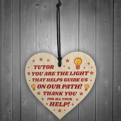 Handmade Thank You Tutor Gift Heart Hanging Sign Teacher Gifts ...
