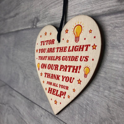 Handmade Thank You Tutor Gift Heart Hanging Sign Teacher Gifts ...