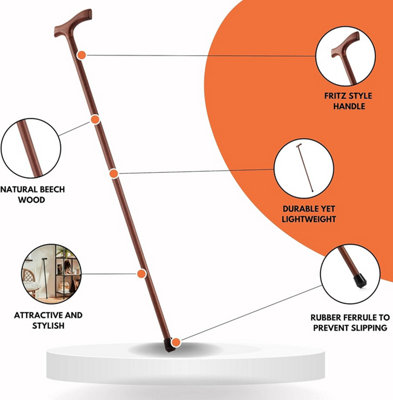 Handmade Wood Cane (93cm) Height - Wooden Walking Sticks For Men With ...