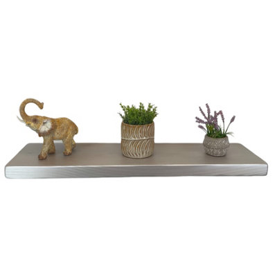 Handmade Wooden Rustic Floating Shelf 145mm Silver Length of 200cm