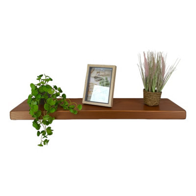 Handmade Wooden Rustic Floating Shelf 220mm Bronze Length of 190cm at B&Q
