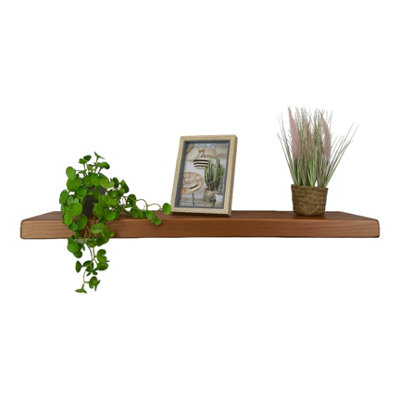 Handmade Wooden Rustic Floating Shelf 220mm Bronze Length of 190cm at B&Q