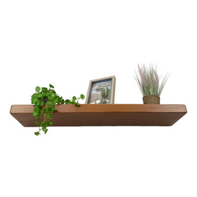 Handmade Wooden Rustic Floating Shelf 220mm Bronze Length of 190cm at B&Q
