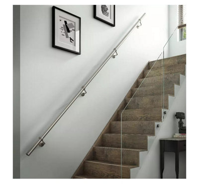Handrail Kit Silver Stainless Steel Indoor Stair Banister Rail Brushed ...