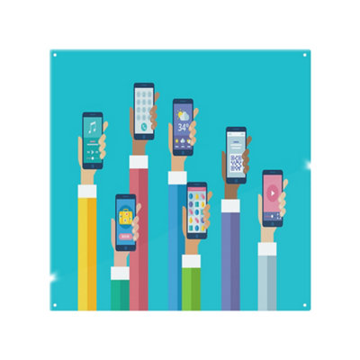 Hands Holding Smart Phones Splash Back designer style