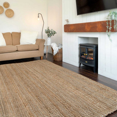 Handwoven Natural Chunky Jute Living Area Rug 240x330cm | DIY at B&Q