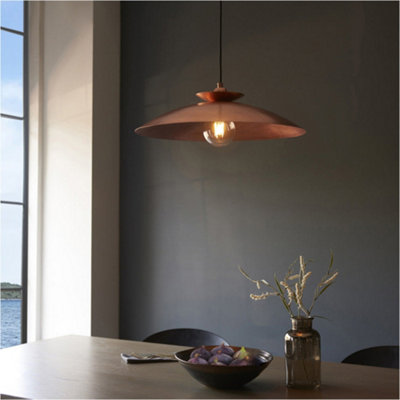 Hanging Ceiling Pendant & 2x Matching Wall Lights - Copper Hammered ...