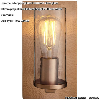 Hanging Ceiling Pendant & 2x Matching Wall Lights - Copper Hammered ...