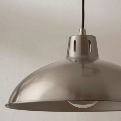Hanging Ceiling Pendant Light ADJUSTABLE HEIGHT Industrial Nickel Rise ...