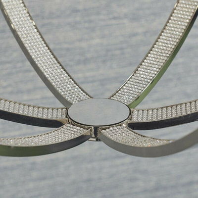 Hanging Ceiling Pendant Light Bright Nickel Globe Shade 6 Bulb Orb Loop ...