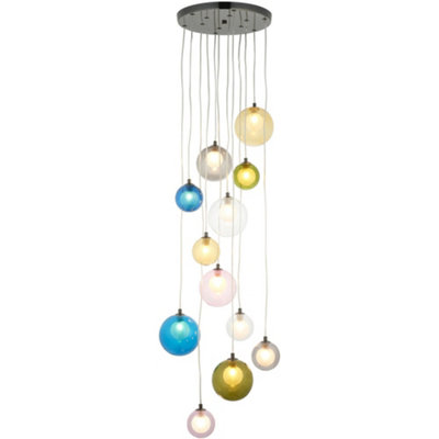 Hanging Ceiling Pendant Light - Dimmable Multi Colour Cluster Shades ...