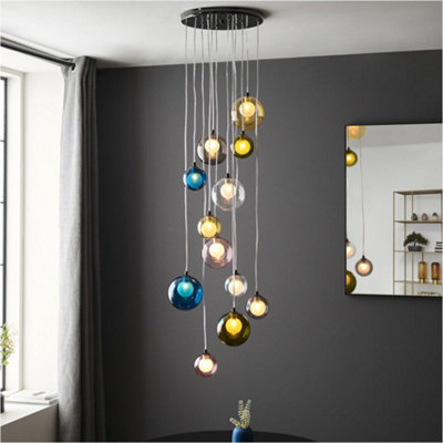 Hanging Ceiling Pendant Light - Dimmable Multi Colour Cluster Shades ...