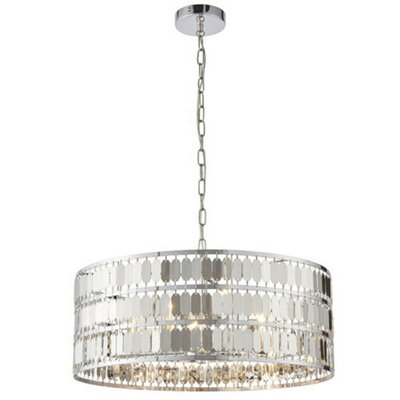 Hanging Ceiling Pendant Light Hex Chrome Shade 5 Bulb Modern Dimming ...