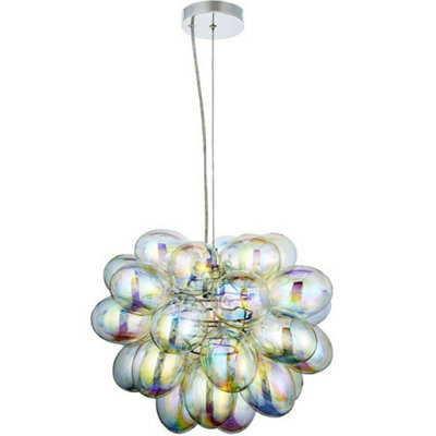 Buy Hanging Ceiling Pendant Light Iridescent Holo Glass Bubble Shade ...