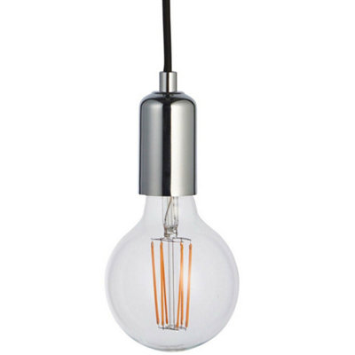 Hanging Ceiling Pendant Light & Rose Kit Chrome Steel Industrial ...