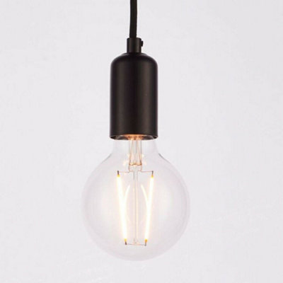 Hanging Ceiling Pendant Light & Rose Kit Matt Black Industrial ...