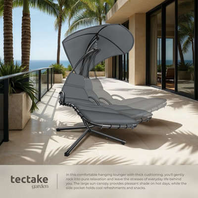 Hanging Chair Elaria - large sun canopy with UV-protection, sturdy ...